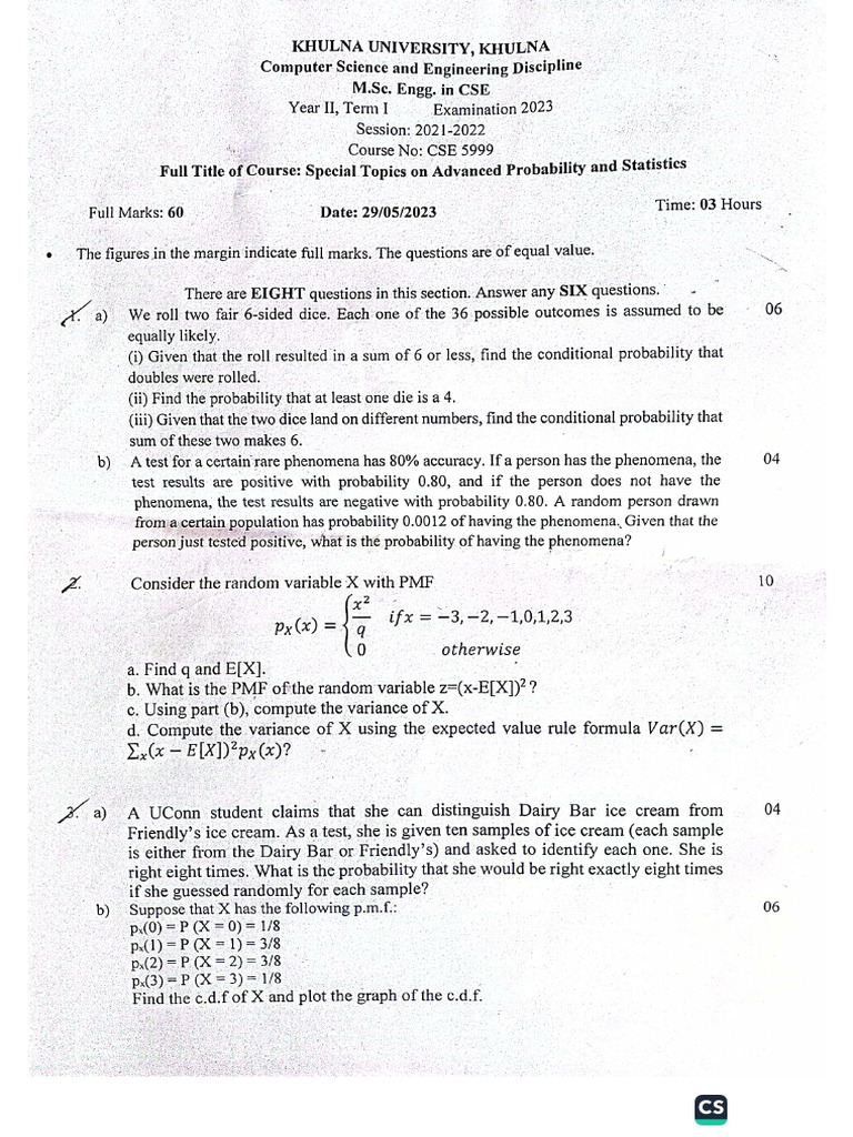 Special Topics of Probability - Term Final | PDF