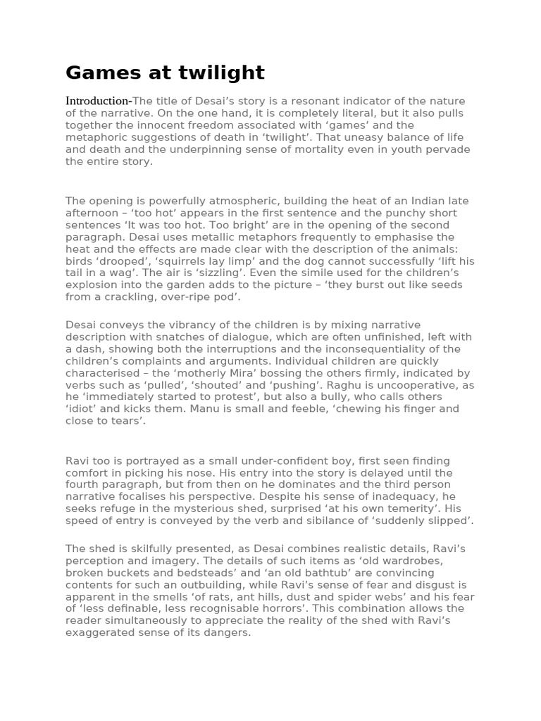 Games at Twilight 1 | PDF