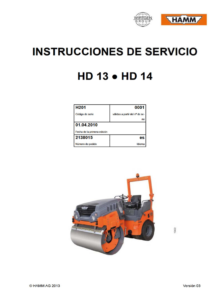 Hamm Hd14 Manual Operario | PDF
