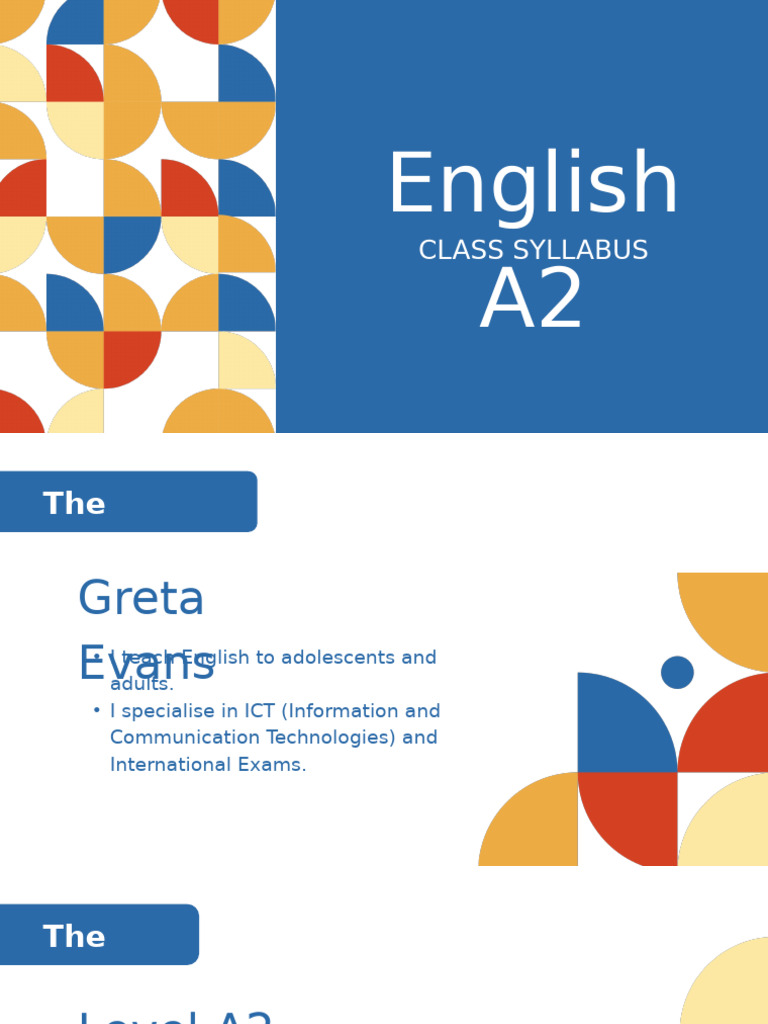English Class Syllabus Presentation in Colorful Geometric Style | PDF