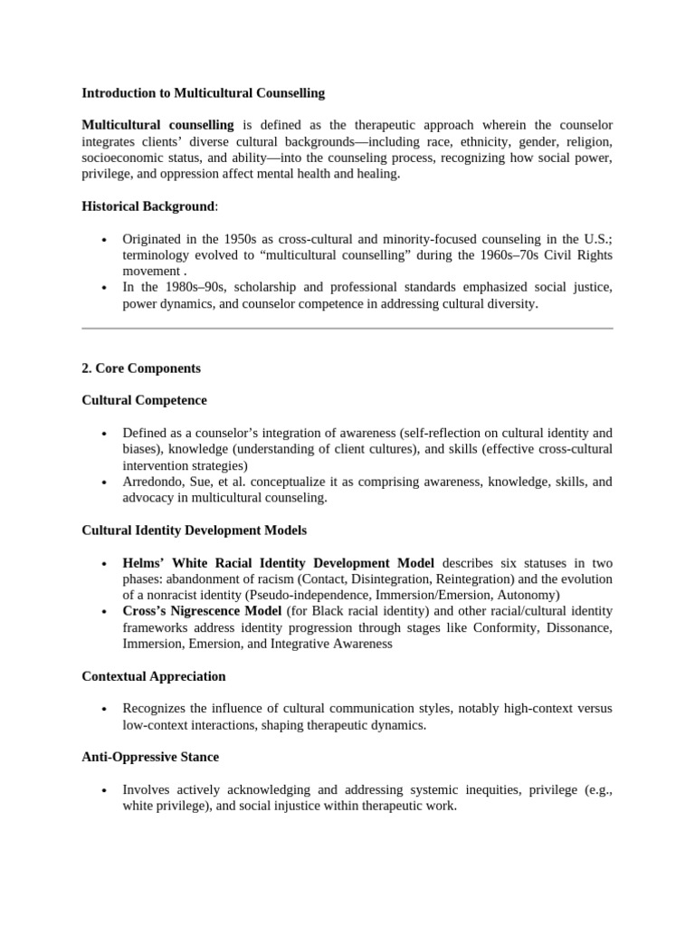 Evolution of Multicultural Counseling | PDF | Identity (Social Science ...