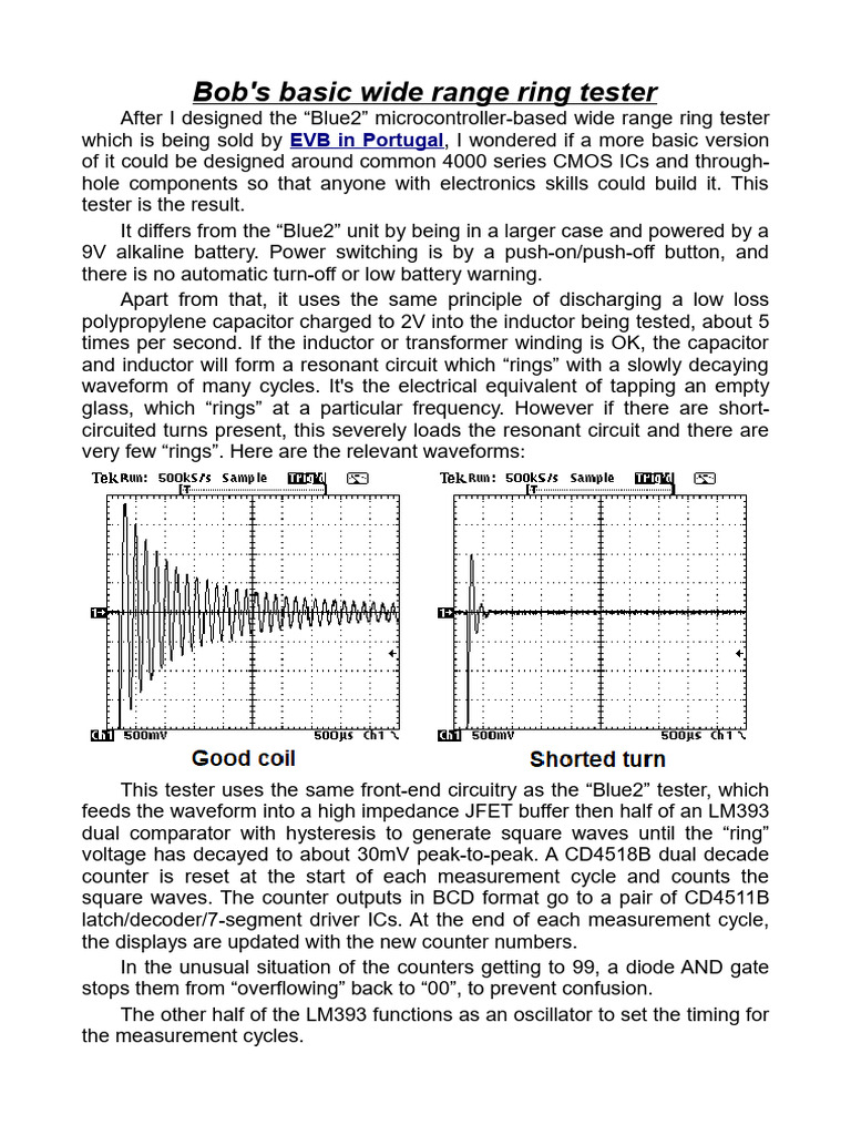 Basic Wide Range Ring Tester Guide | PDF | Transformer | Inductor
