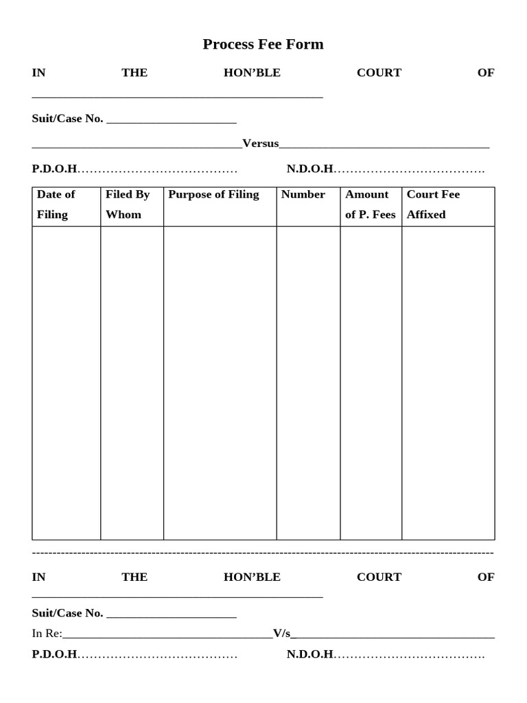 Process Fee Form - Print | PDF