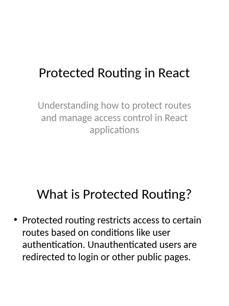Protected Routing in React | PDF