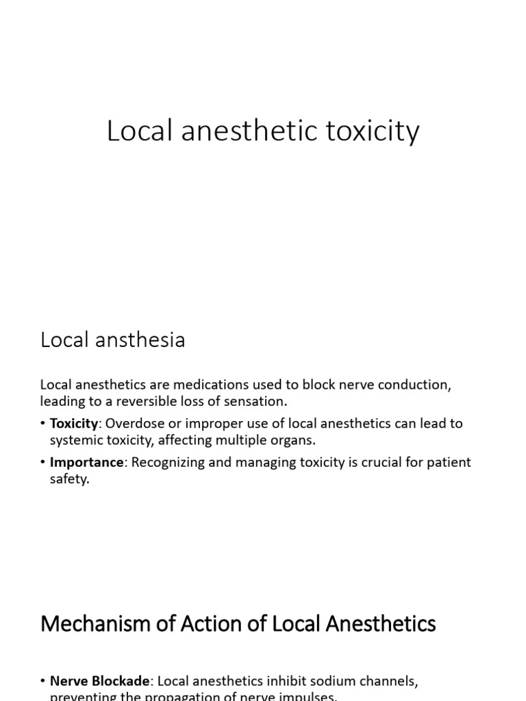 Local Anesthetic Toxicity | PDF | Anesthesia | Drugs