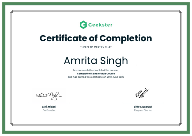 Github Certificate | PDF