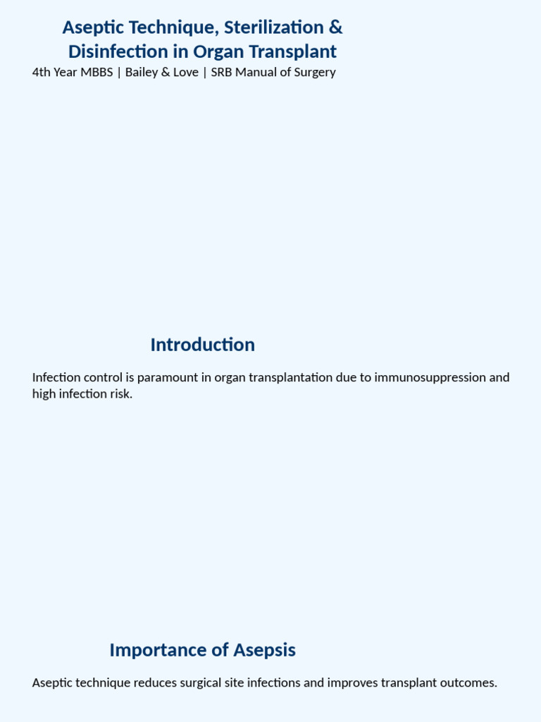 Aseptic Techniques in Organ Transplantation | PDF | Surgery ...