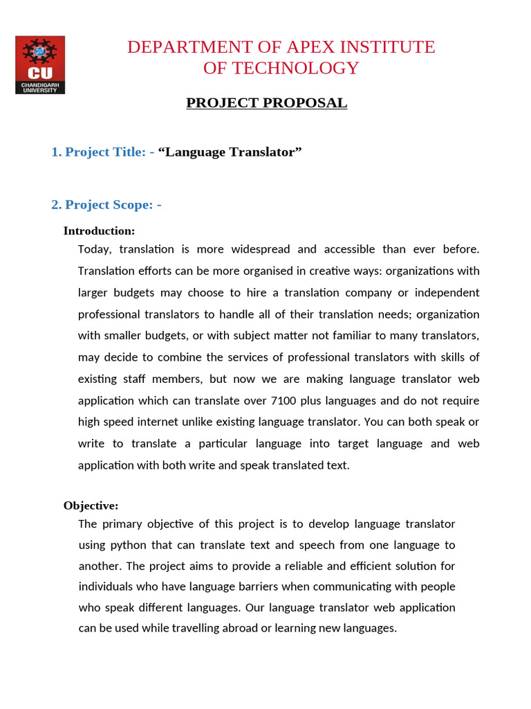 Language Translator Web Application Proposal | PDF | Translations ...