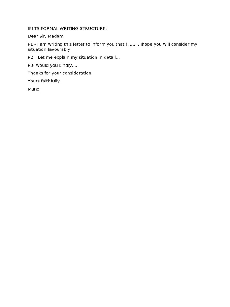 Ielts Formal Writing Structure | PDF