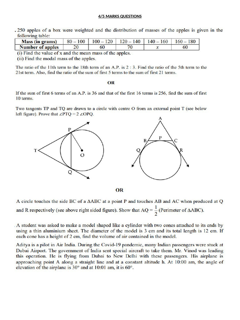 Class 10, Maths CBQ, Set-3 | PDF