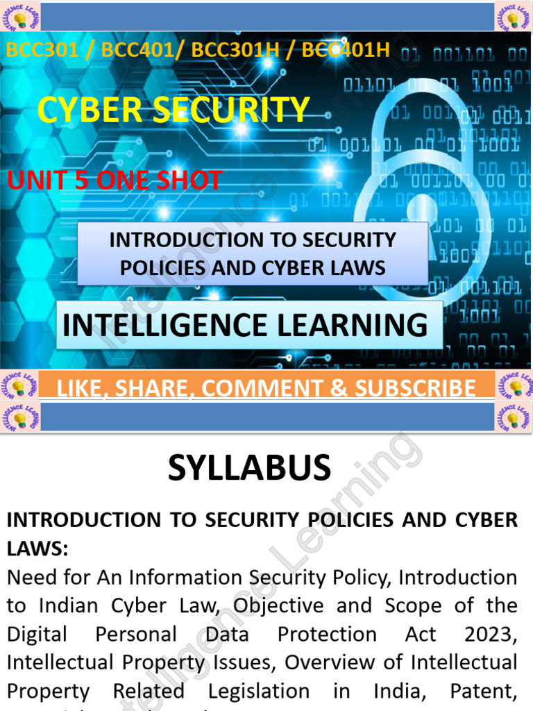 Unit 5 Cyber Security (CS) by Intelligence Learning | PDF | Cybercrime ...