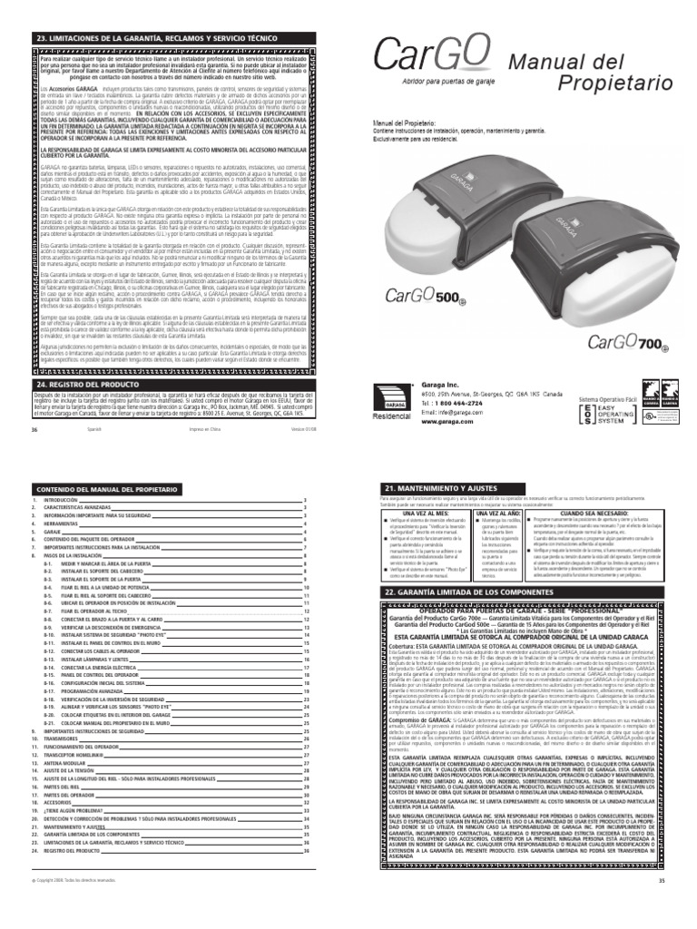 Manual del propietario Marantec 4700 | PDF | Cambiar | Programación de ...