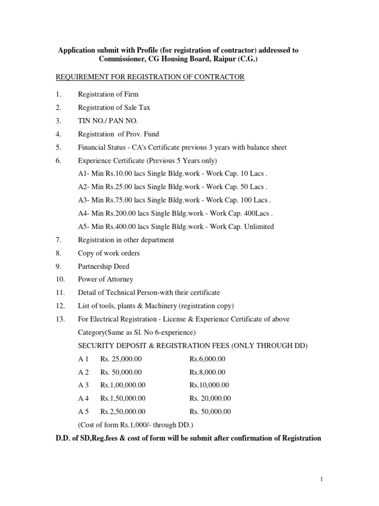 Contractor Registration Form | PDF