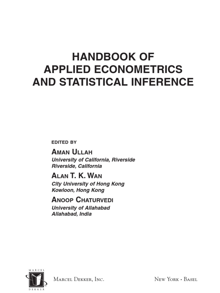 Handbook Of Applied Econometrics And Statistical Inference Pdf
