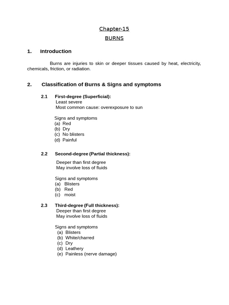 Managing Burns: Classification & Care | PDF