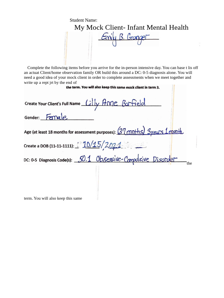 Mock Client-Infant Mental Health PSY-6609 - 12-08-2024 | PDF