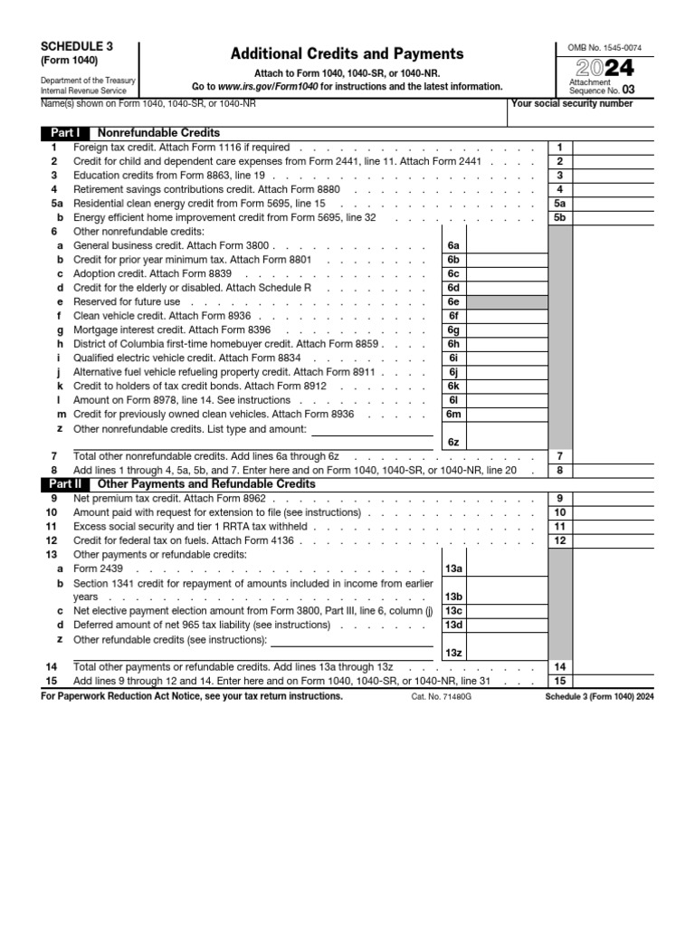 Additional Credits and Payments: Schedule 3 | PDF | Payments ...