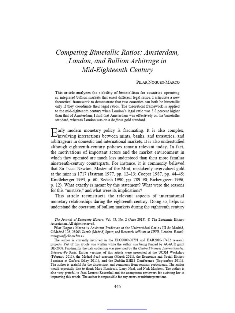 Competing Bimetallic Ratios Amsterdam Lo | PDF | Money | Bimetallism