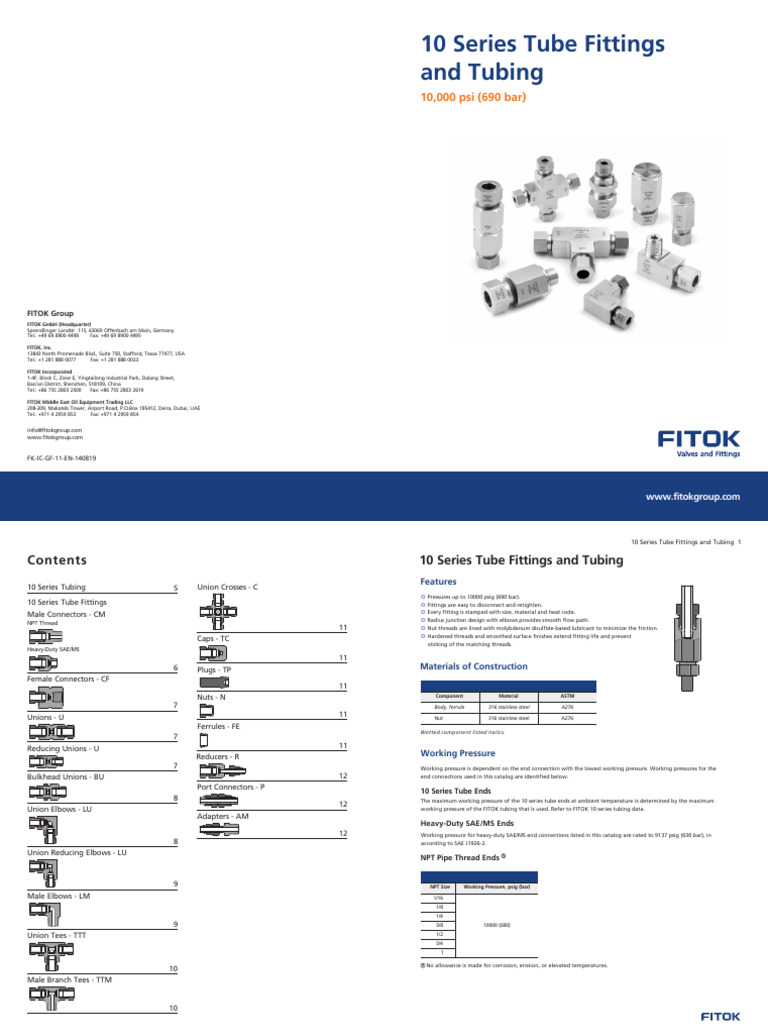 10 Series Tube Fittings and Tubes | PDF | Pipe (Fluid Conveyance) | Nut ...