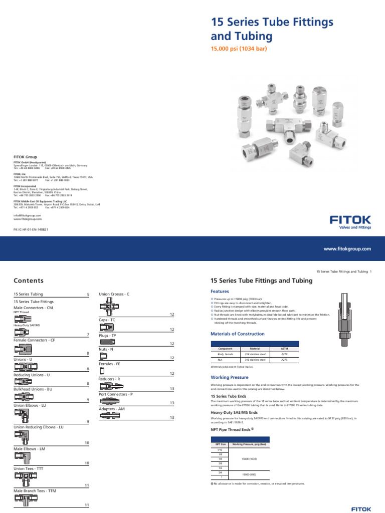 15 Series Tube Fittings and Tubes | PDF | Pipe (Fluid Conveyance) | Nut ...