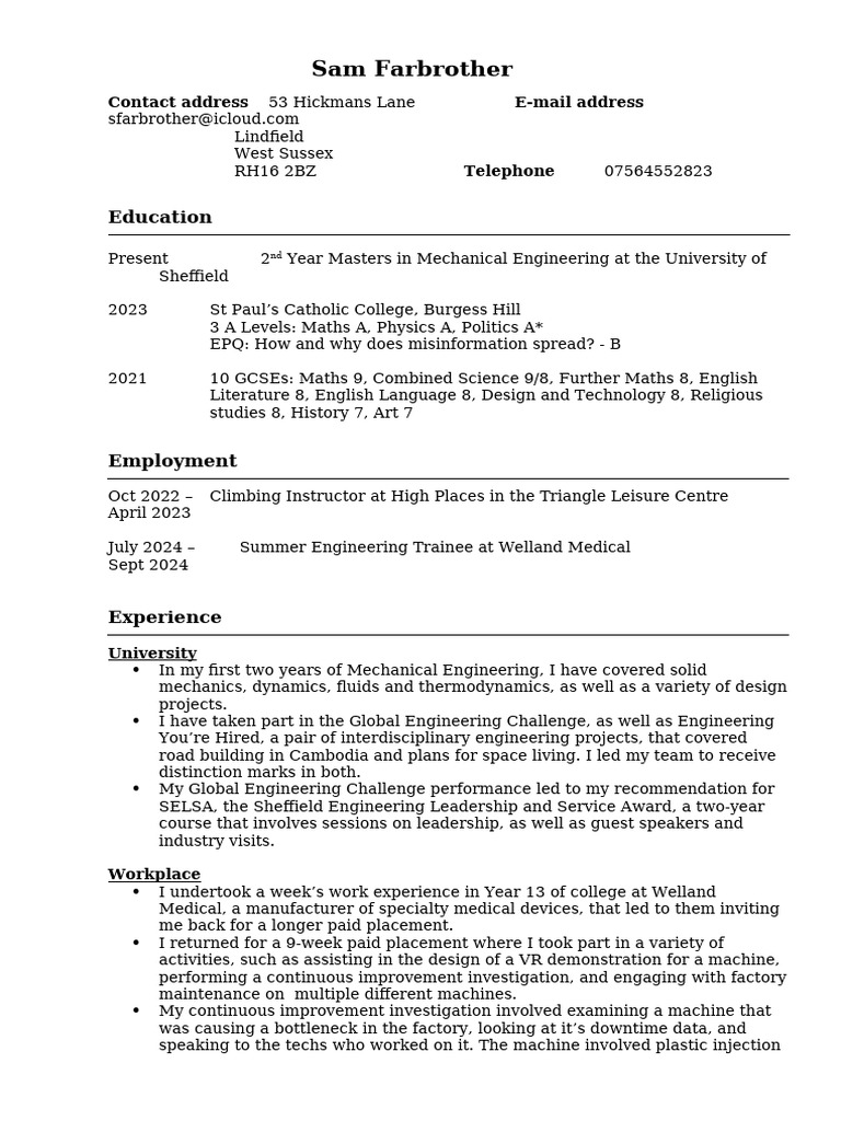 Sam CV Completed 30-3 | PDF