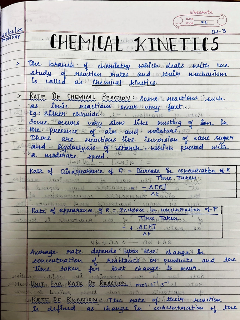 Chemical Kinetics Notes | PDF