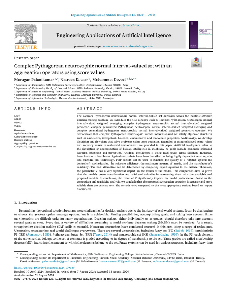 Complex Pythagorean Neutrosophic Normal Interval 2024 Engineering ...