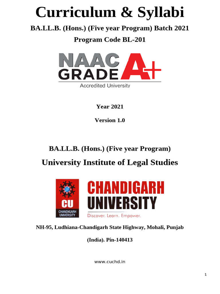 BA.LL.B. Curriculum Overview 2021 | PDF | Bachelor Of Arts | Curriculum