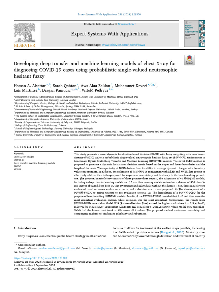 Developing Deep Transfer and Machine Learning Models of Che 2024 Expert ...