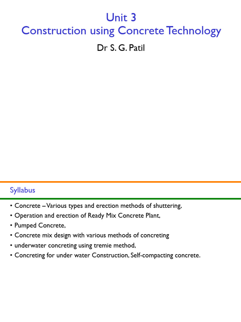 Unit-3 - Construction Using Concrete Technology | PDF | Concrete | Pump