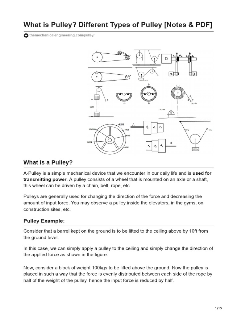 Types and Functions of Pulleys | PDF | Belt (Mechanical) | Force
