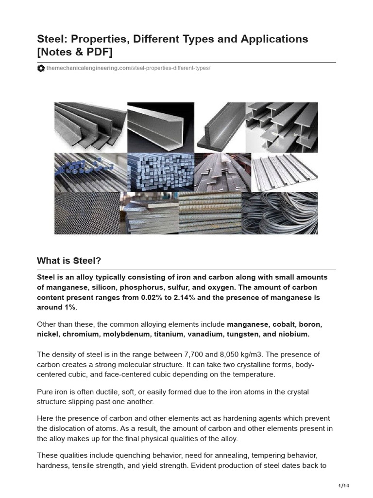 Properties and Types of Steel Explained | PDF | Steel | Stainless Steel