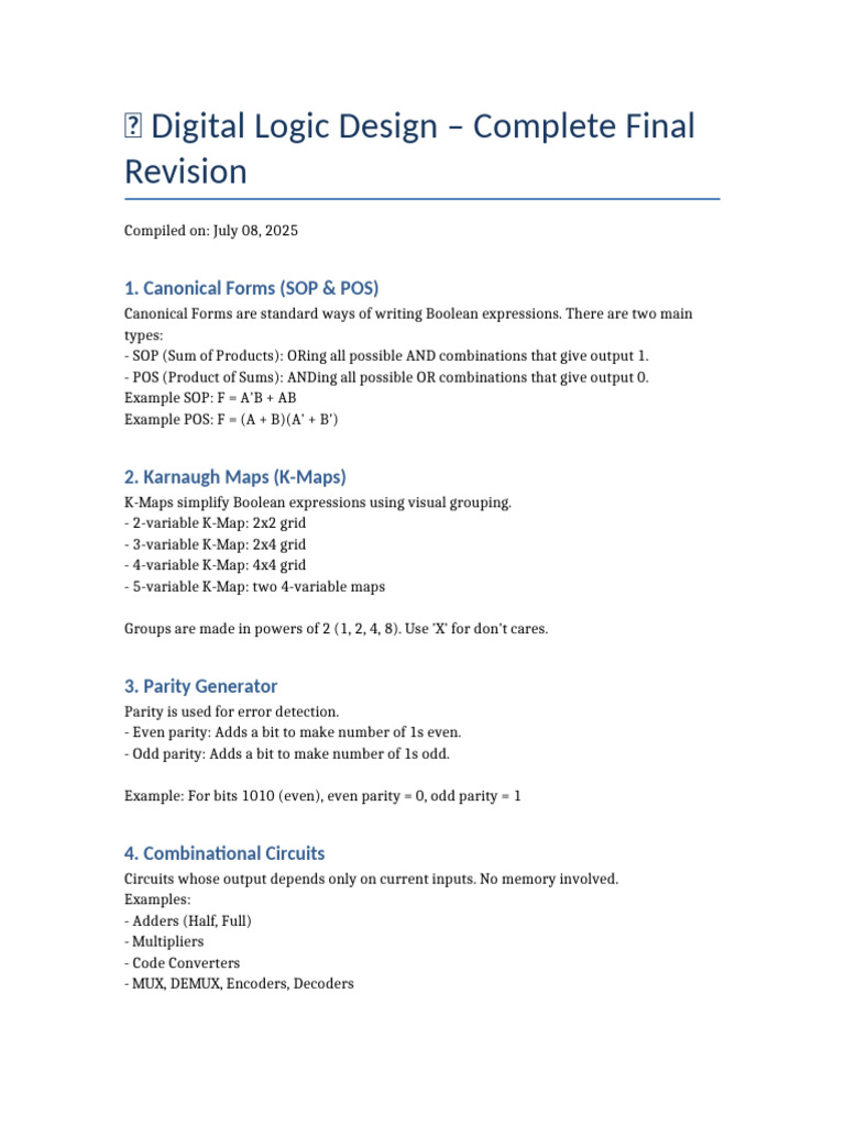 DLD Final Revision Complete Notes | PDF | Theory Of Computation ...