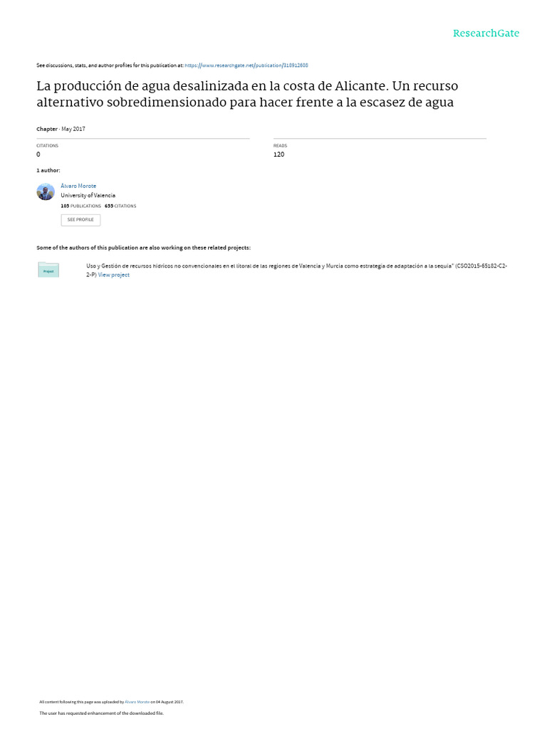 Producción de agua desalinizada en Alicante recurso sobredimensionado | PDF | Agua | Recursos ...