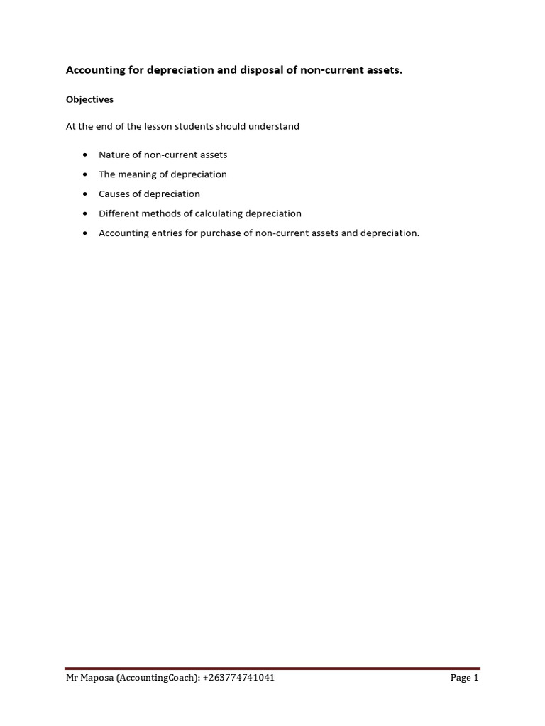 Accounting For Non-Current Assets | PDF | Depreciation | Debits And Credits