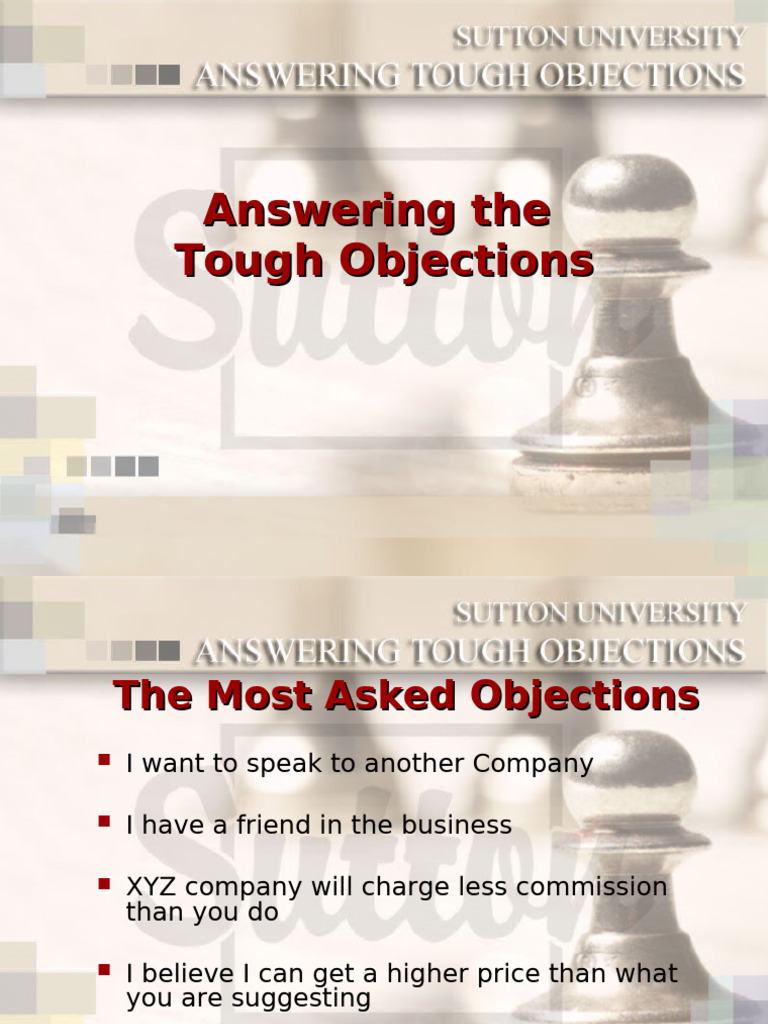 Answering Tough Objections | PDF | Marketing | Business Economics