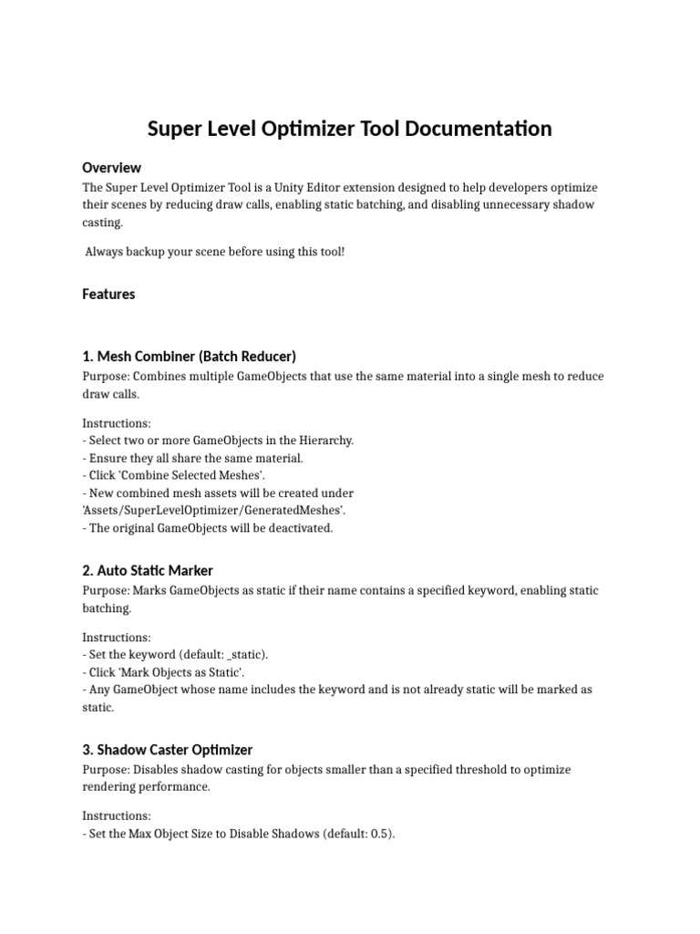 Super Level Optimizer Pro Document | PDF
