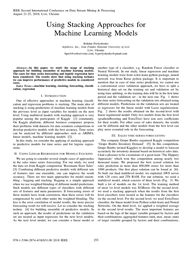 Using Stacking Approaches For Machine Learning Models | PDF ...