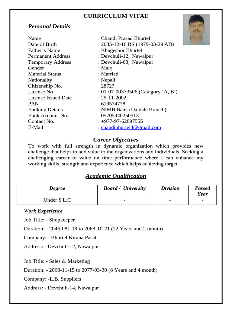 CV-Chandi Prasad Bhurtel | PDF