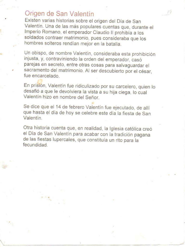 Origen de San Valentin | PDF