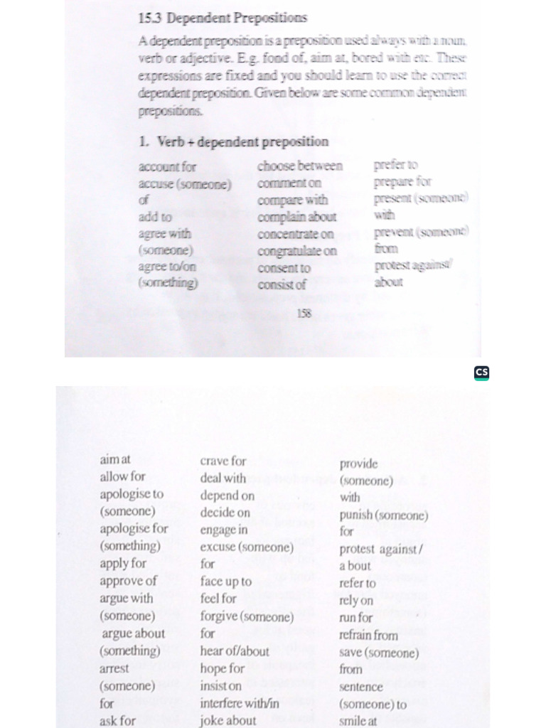 Dependent Prepositions | PDF