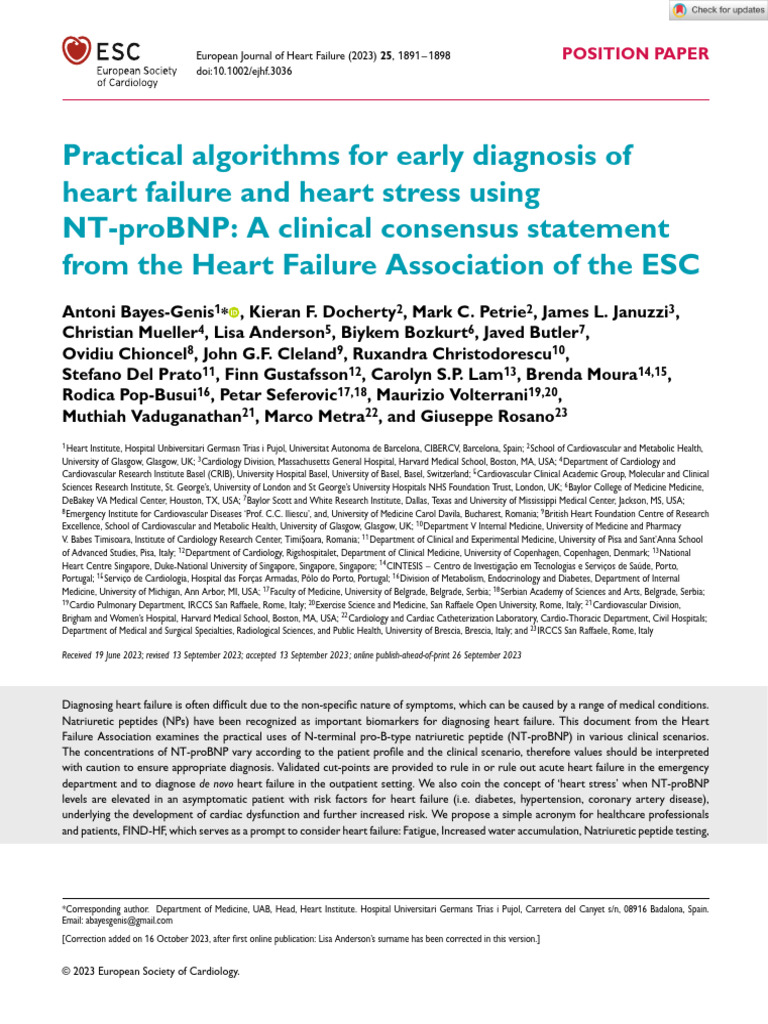 European J of Heart Fail - 2023 - Bayes Genis - Practical Algorithms ...