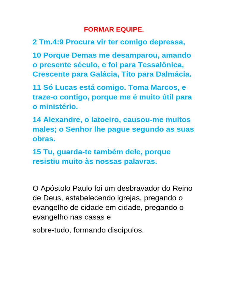 Formar Equipe | PDF | Amor | Apóstolo Paulo