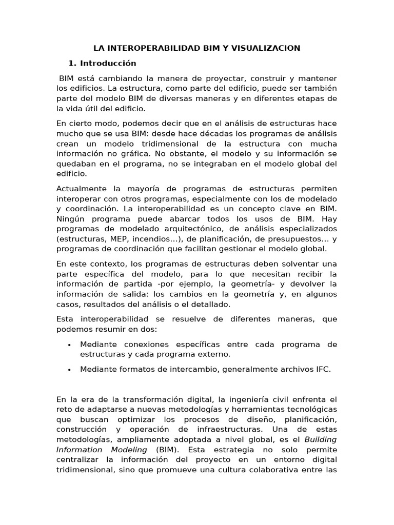 La Interoperabilidad Bim y Visualizacion | PDF | Modelado de información de construcción | Software