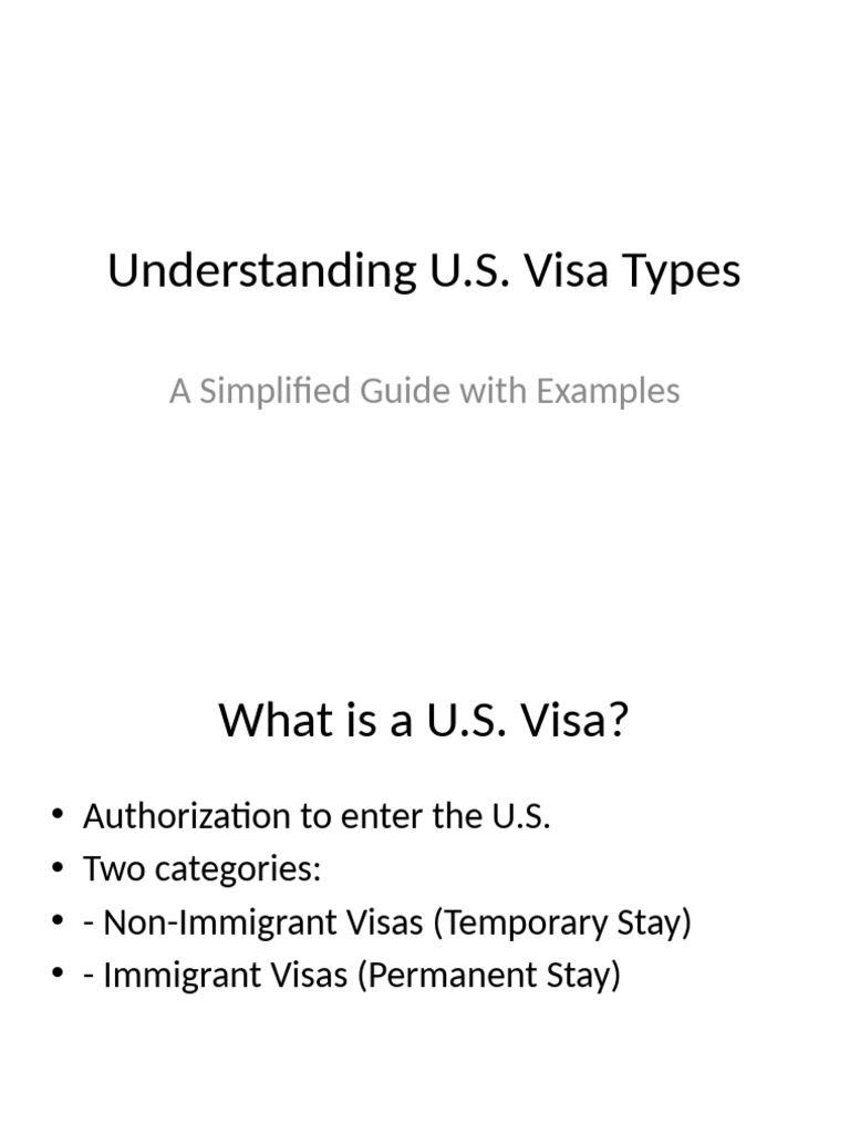 US Visa Types Presentation | PDF | Travel Visa | H 1 B Visa