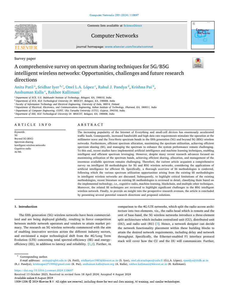 A Comprehensive Survey On Spectrum Sharing Techniques For 5G B5 2024 ...
