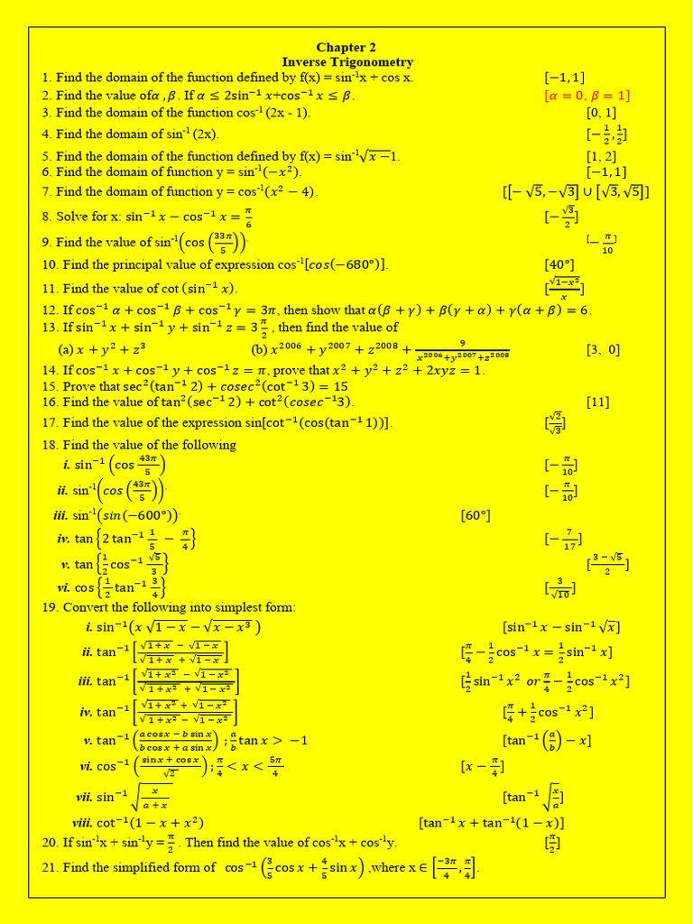 Inverse Trigonometric Functions 2025-26'0 | PDF | Trigonometric Functions | Function (Mathematics)
