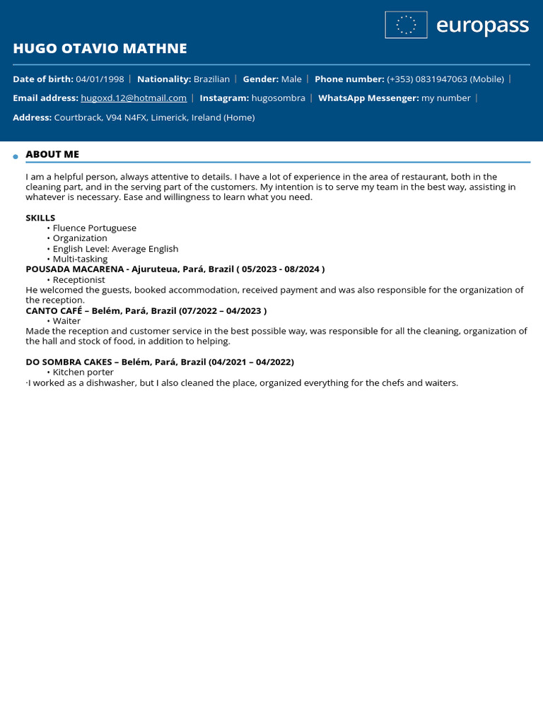 CV Hugo Mathne | PDF