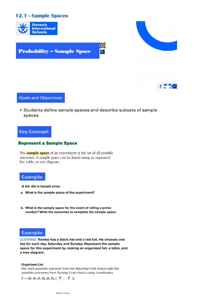 12.1 - Sample Spaces | PDF