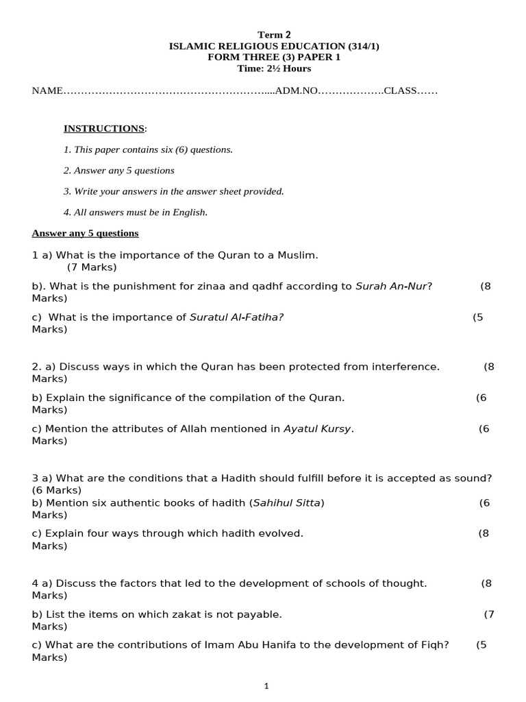 IRE Paper 1 Exam Questions | PDF